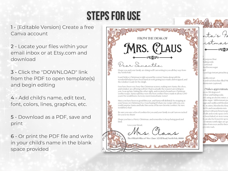 Editable Letter From Mrs Claus | Mrs Claus Letter Template | Vintage ...