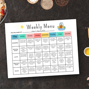 Home Daycare Weekly Menu Editable | Preschool Menu | Home School Meal ...