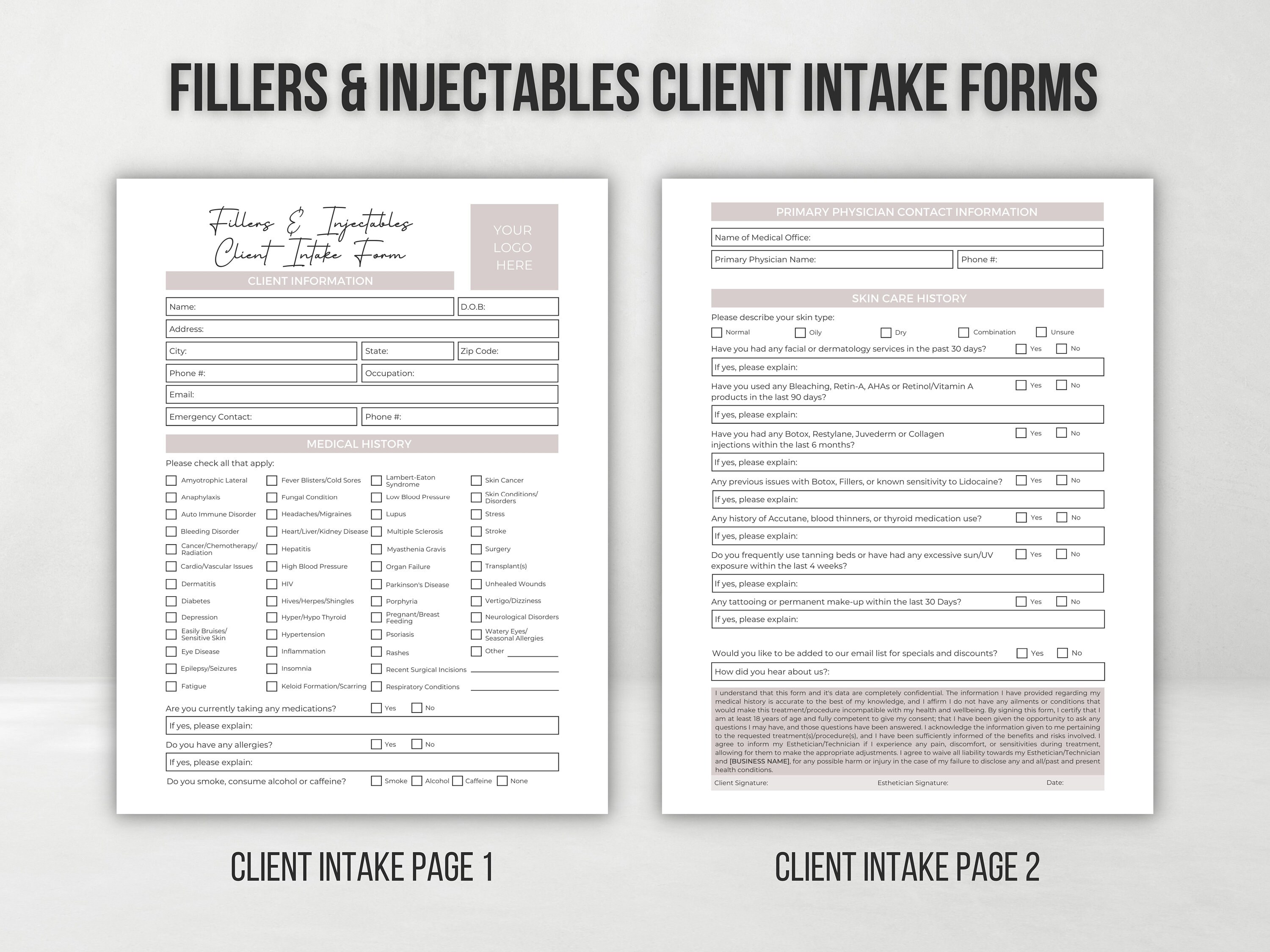 Editable Dermal Filler Client Consent Forms Fillers and Injectables ...
