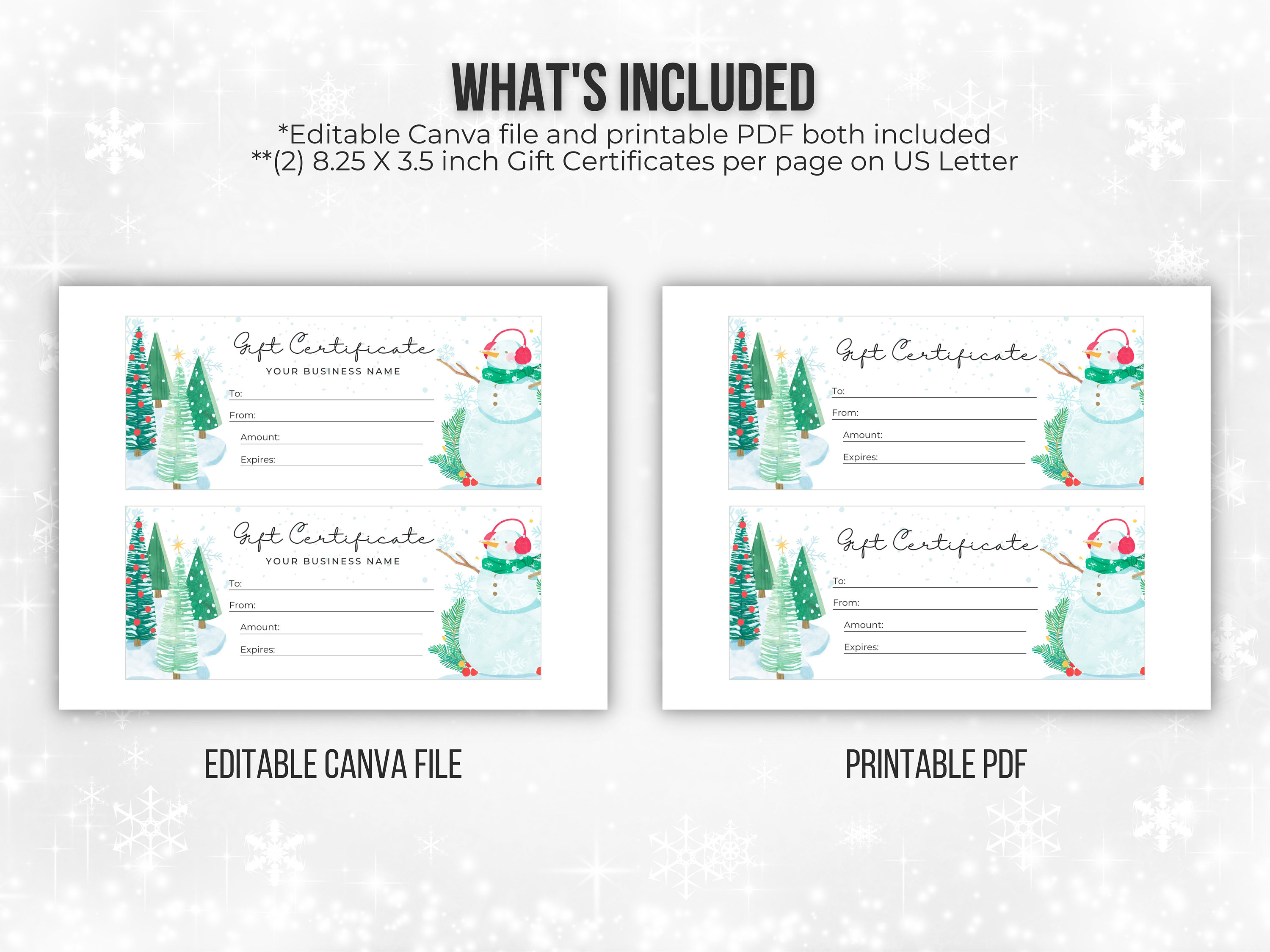 Editable Christmas Gift Certificate Template Printable Gift Certificate ...