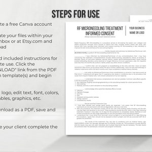RF Microneedling Client Consent Template Editable | Esthetician Forms ...