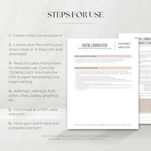 Brow Lamination Consent Forms Editable | Eyebrow Lamination | Editable Esthetician Template ...