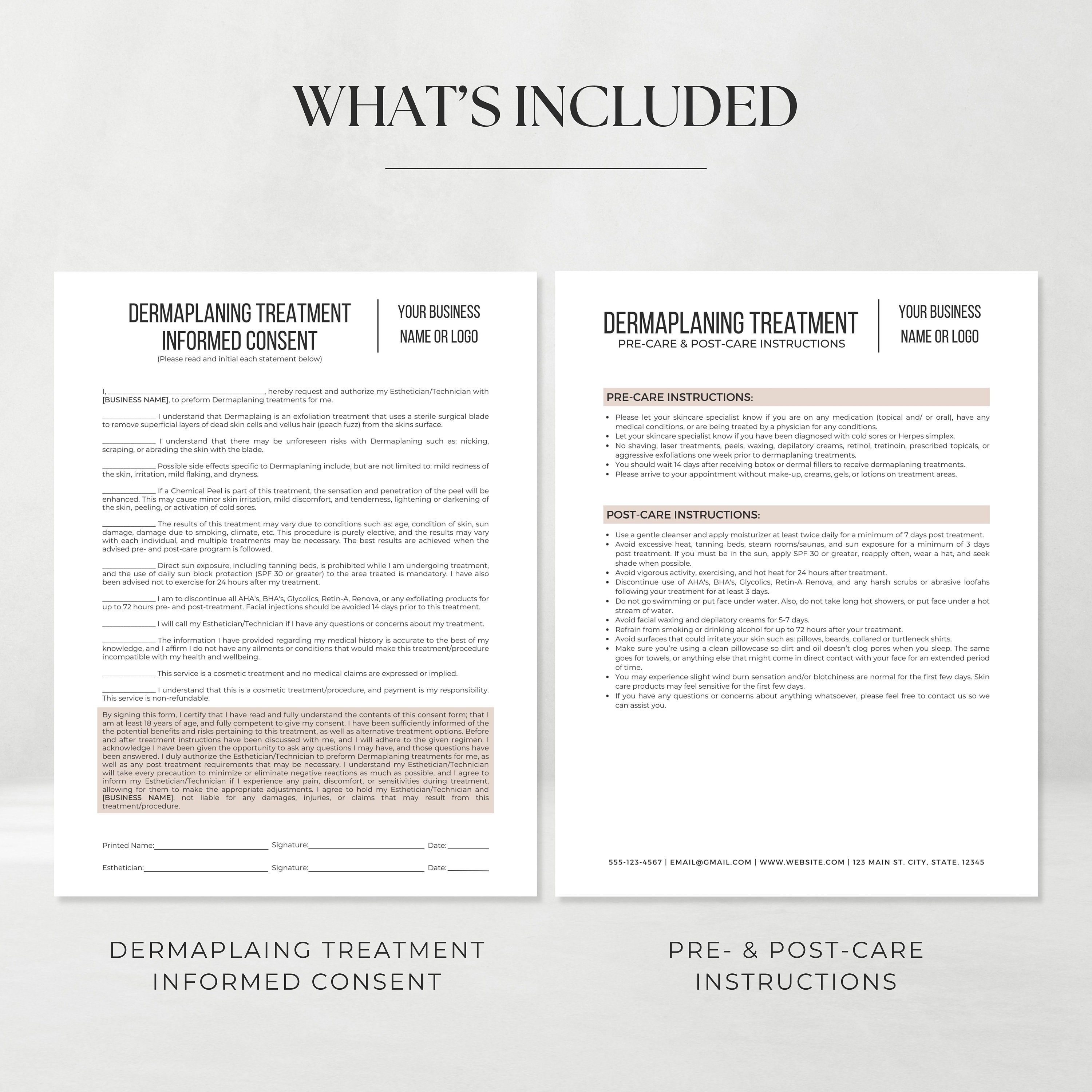 Editable Dermaplaning Treatment Bundle | Dermaplaning Consent Forms | Esthetician Editable ...