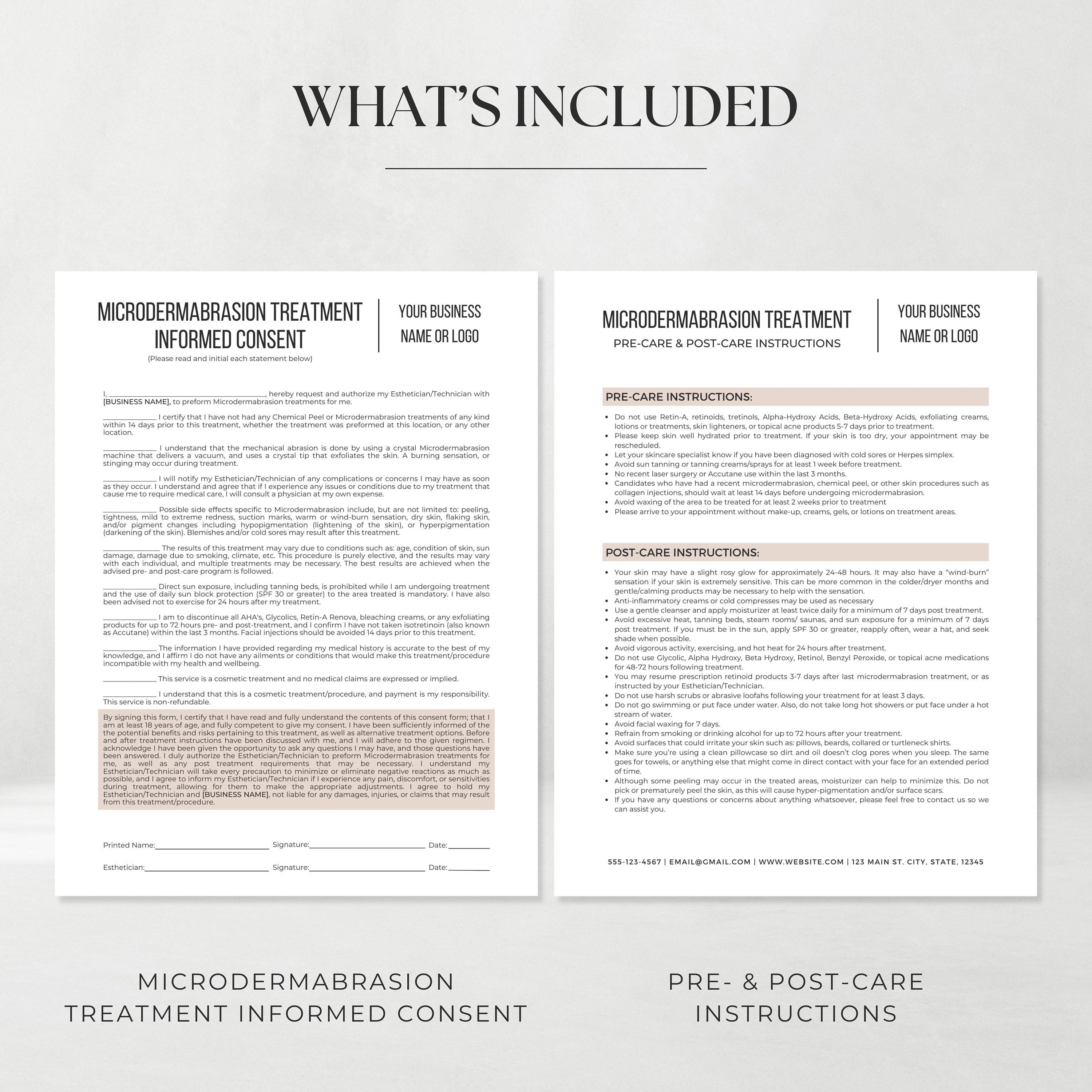 Microdermabrasion Client Consent Forms | Editable Esthetician Template ...