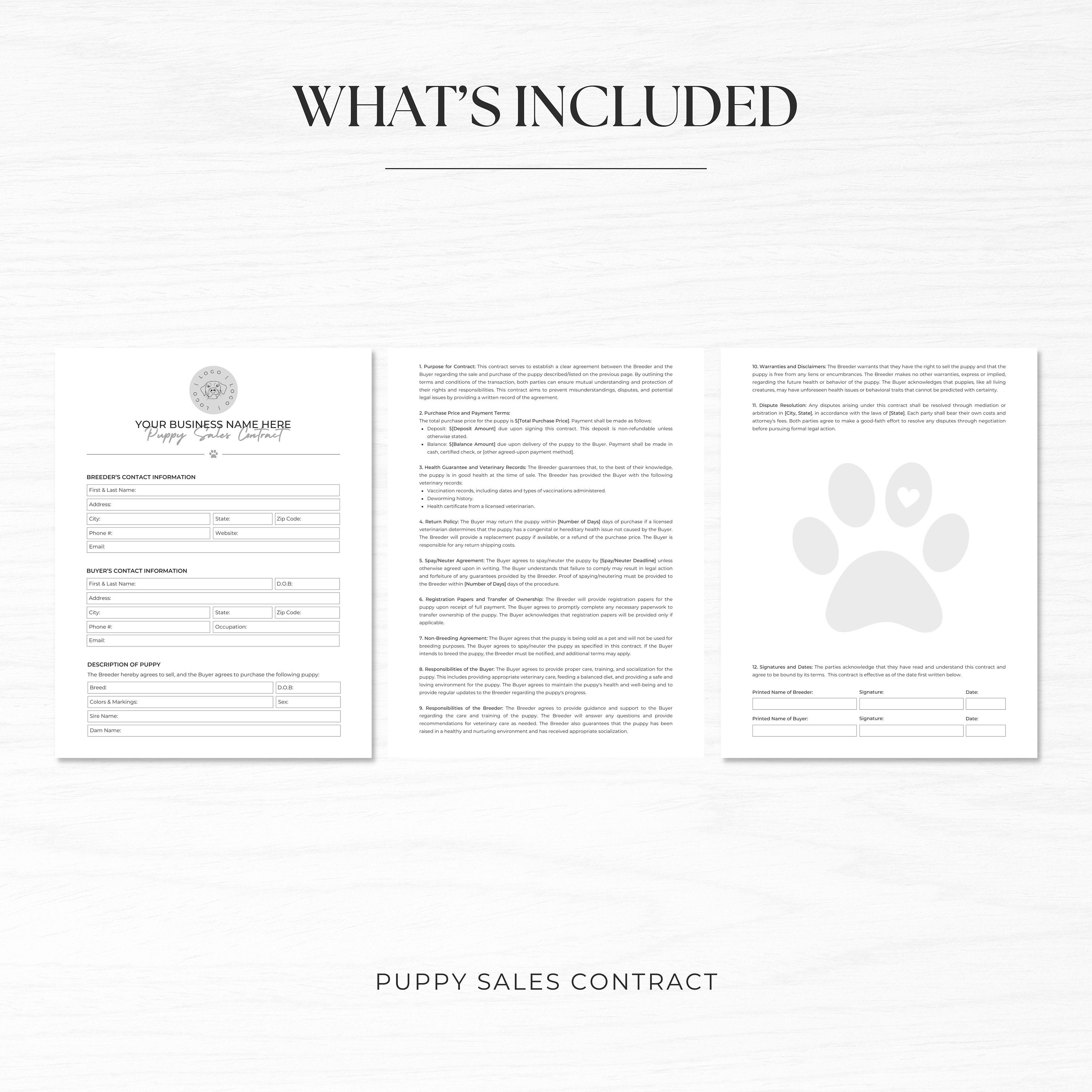 Editable Dog Breeder Forms | Breeder Forms Bundle | Puppy Breeder Forms ...
