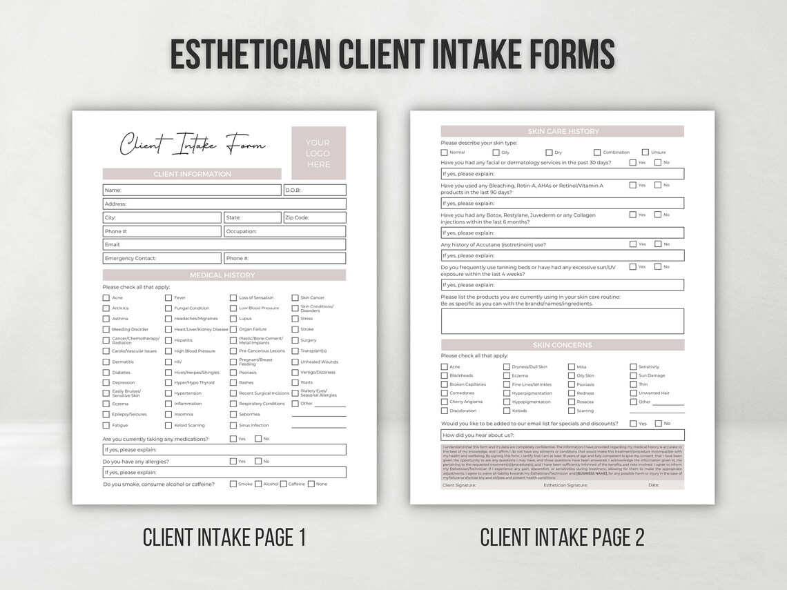 Editable Esthetician Client Consent Forms Treatment Consent - Etsy