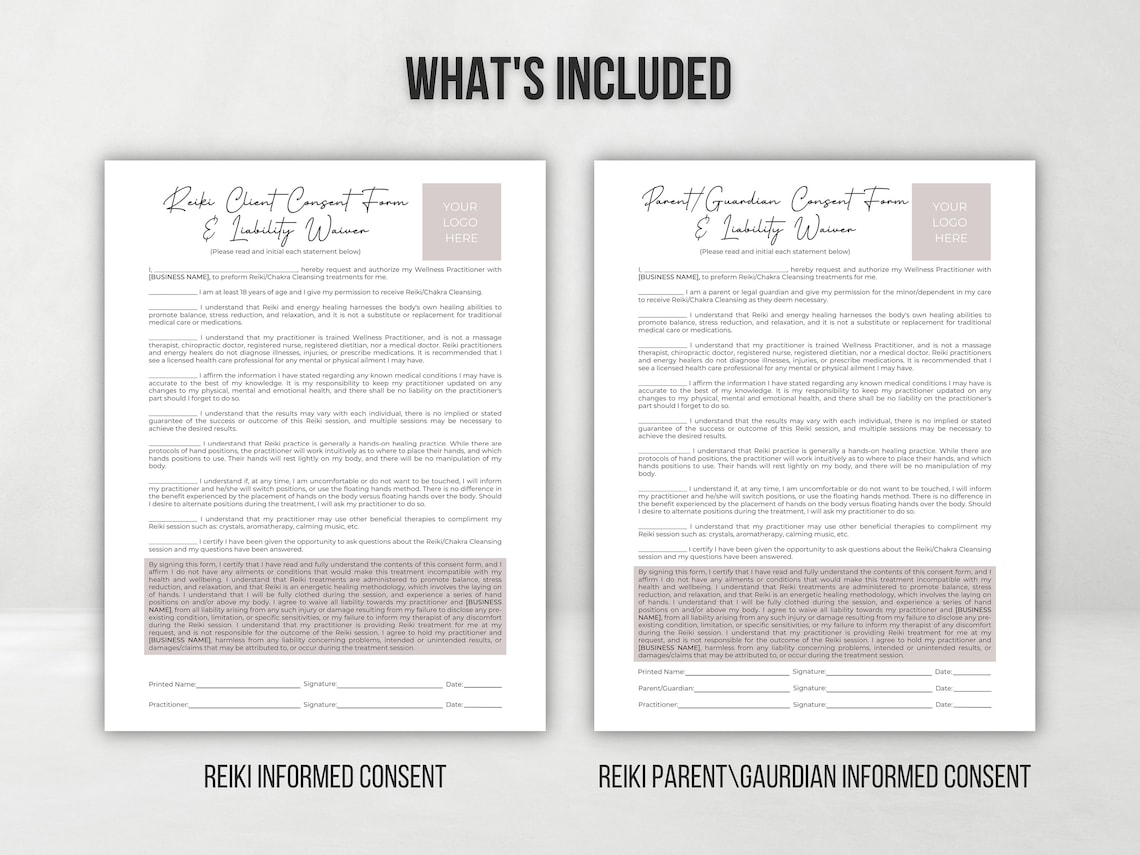 Editable Reiki Consent Form and Liability Waiver Chakra - Etsy