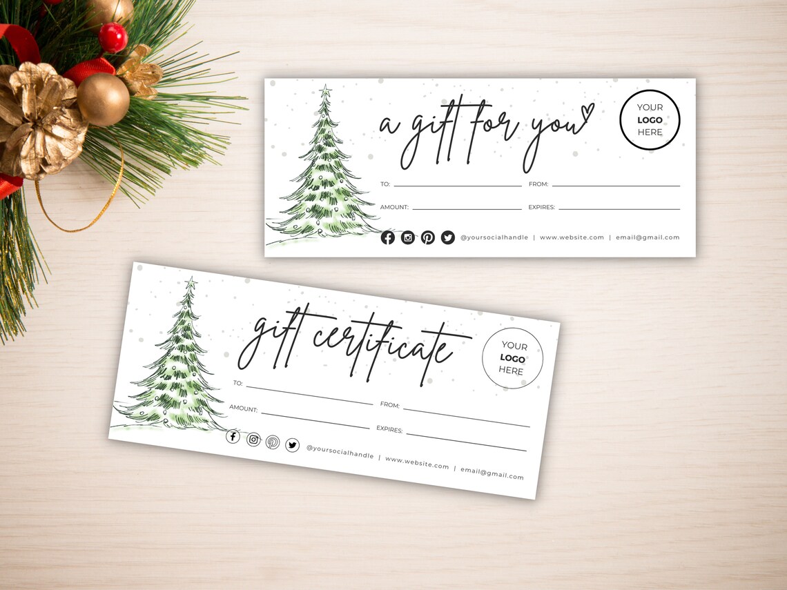 Editable Holiday Certificate Template Gift Certificate Template ...