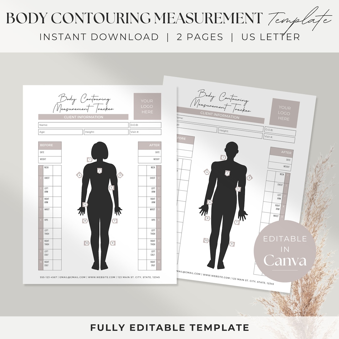 Editable Body Contouring Measurement Tracker | Body Sculpting Template ...