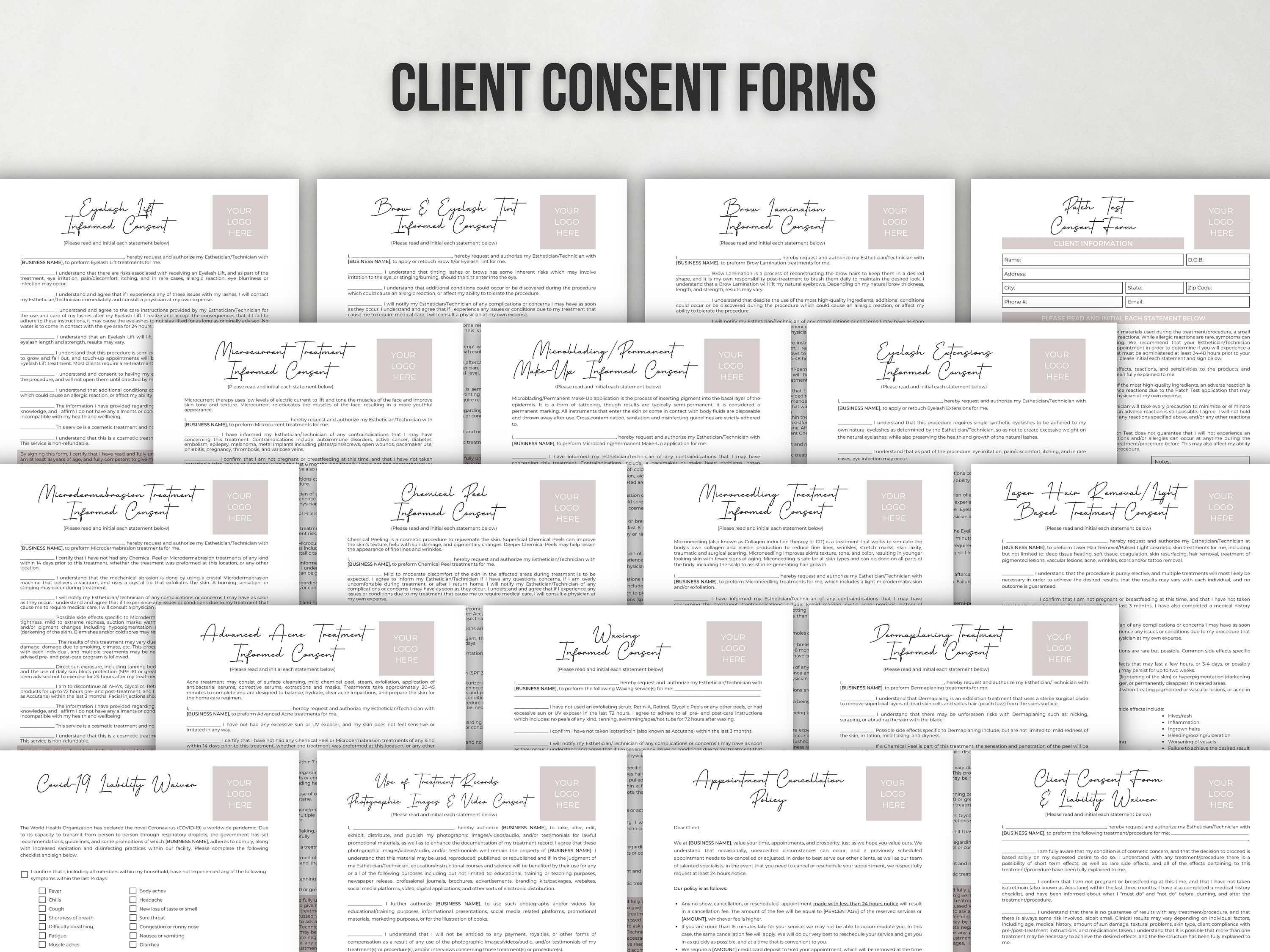 Editable Esthetician Client Consent Forms Microblading - Etsy