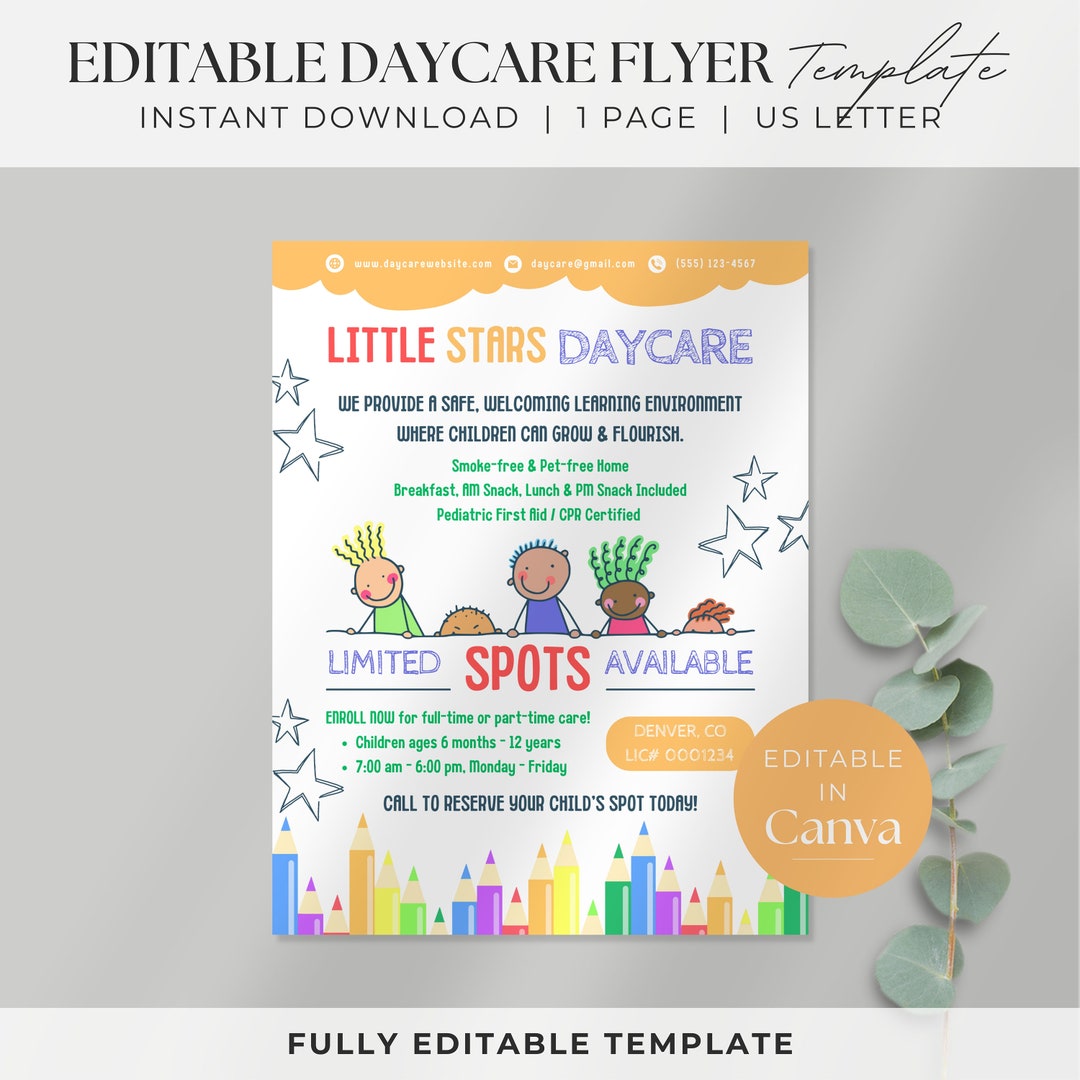 Home Daycare Flyer Editable | Babysitting Flyer Template | Childcare ...