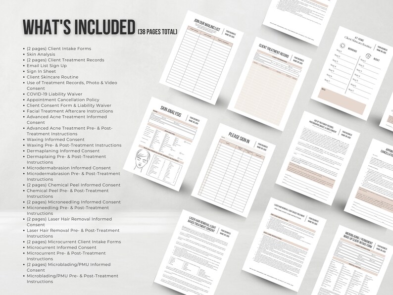Esthetician Client Consent Forms Editable | Facial Consent Forms ...