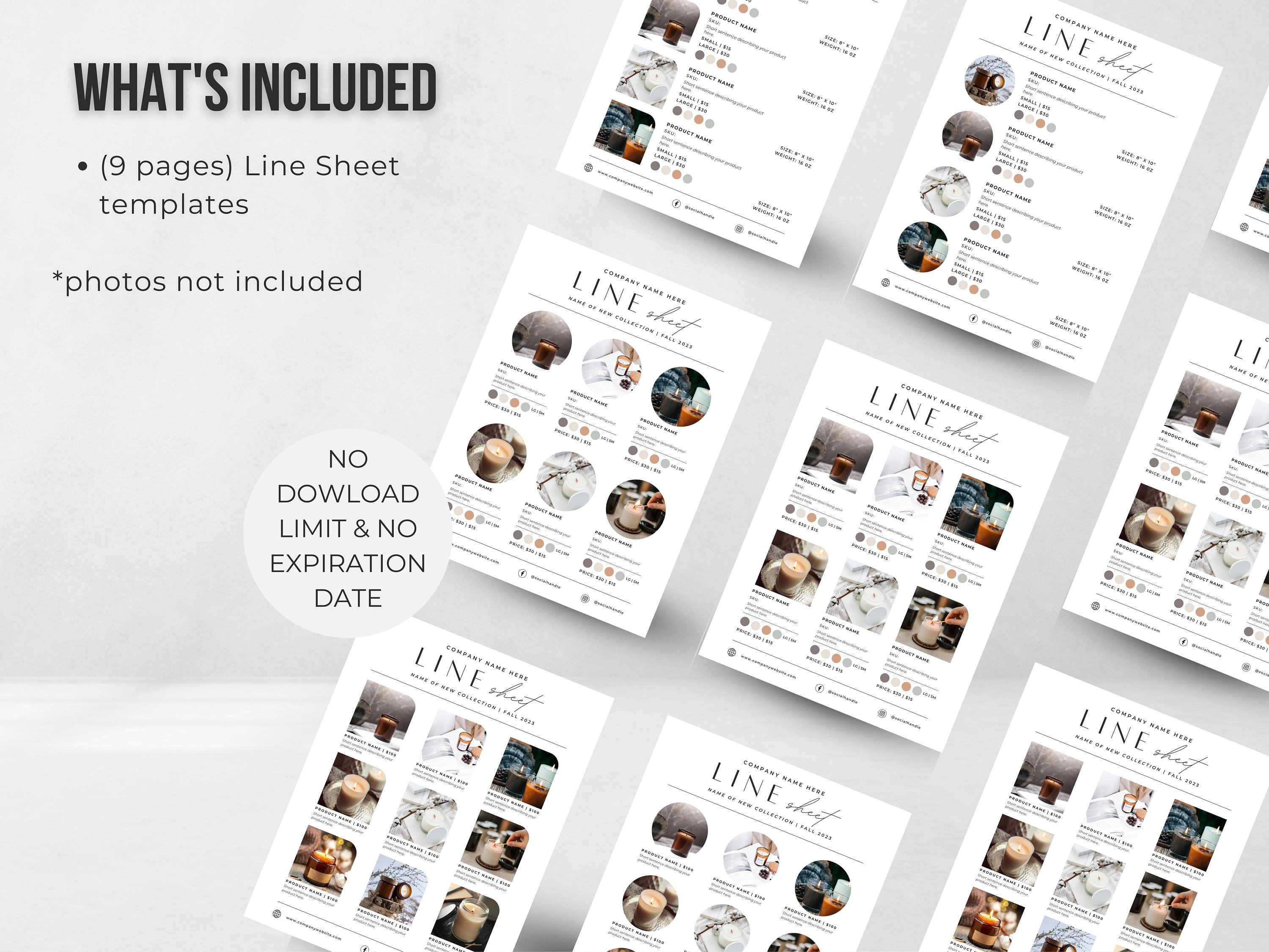 Editable Wholesale Line Sheet Templates Wholesale Line Sheet - Etsy