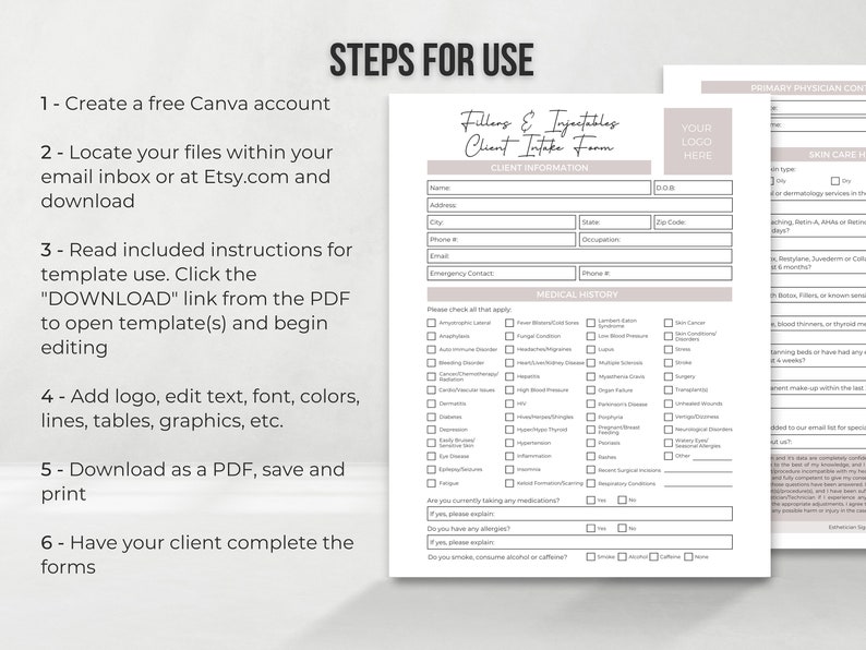Editable Dermal Filler Client Consent Forms | Fillers and Injectables ...