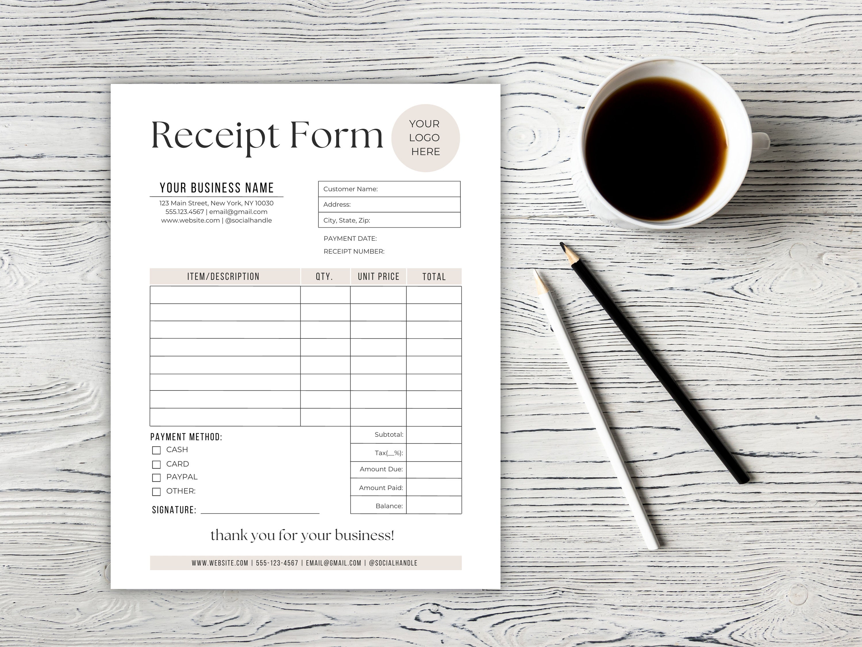 Order Form Template Invoice Template Receipt Template Small Business ...