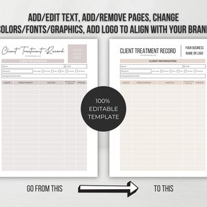 Editable Client Treatment Log | Treatment Record | Esthetician Template ...