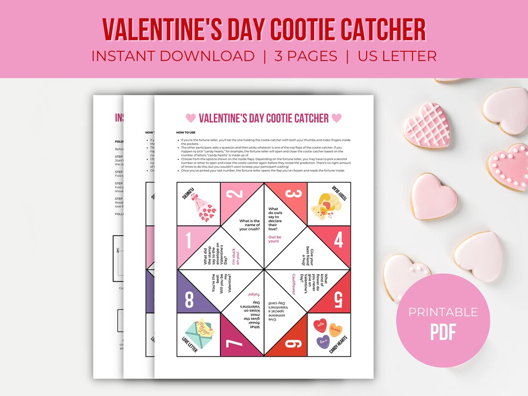 Valentine's Day Cootie Catcher | Valentine's Day Fortune Teller ...