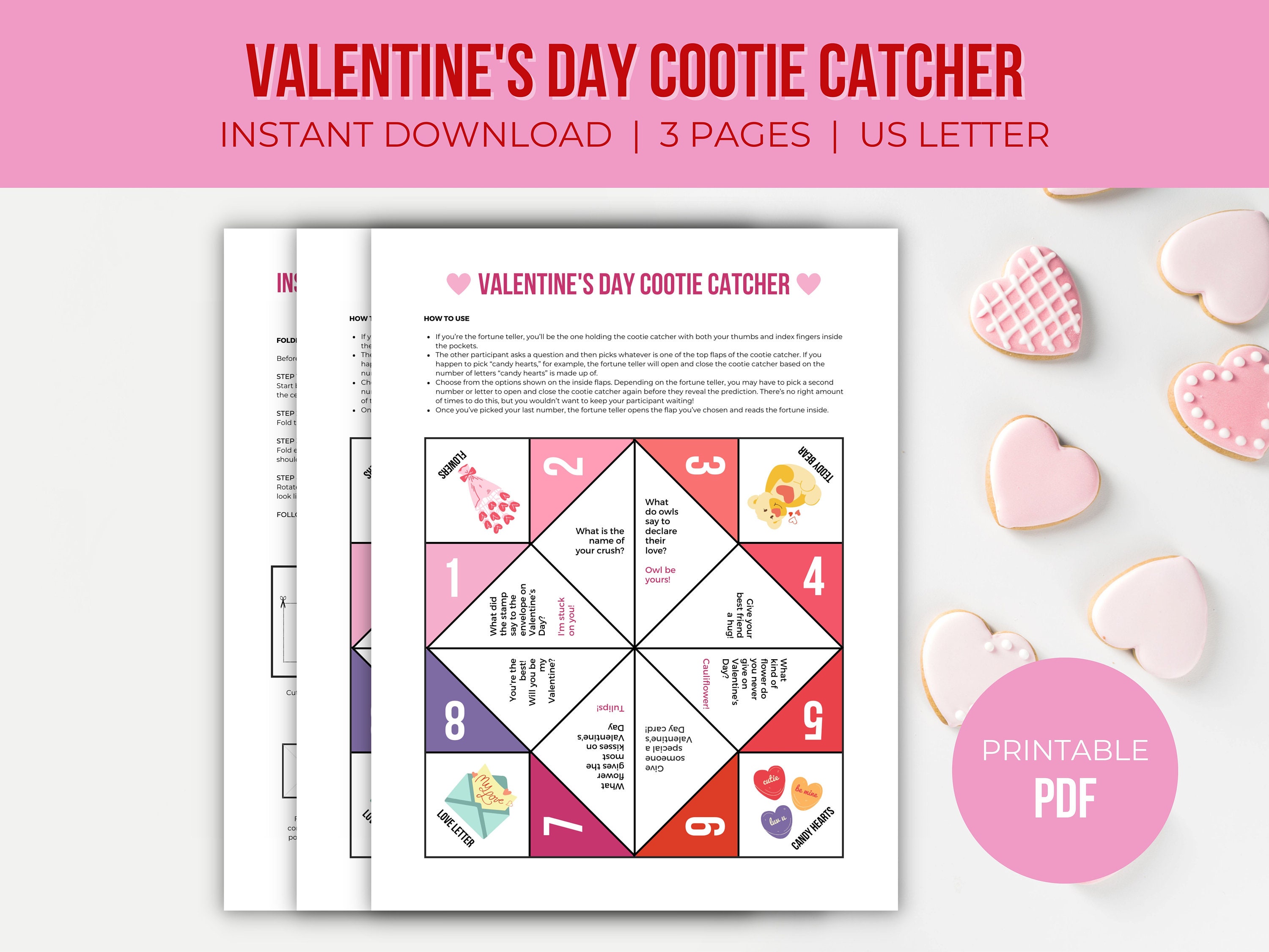 Valentine's Day Cootie Catcher | Valentine's Day Fortune Teller ...