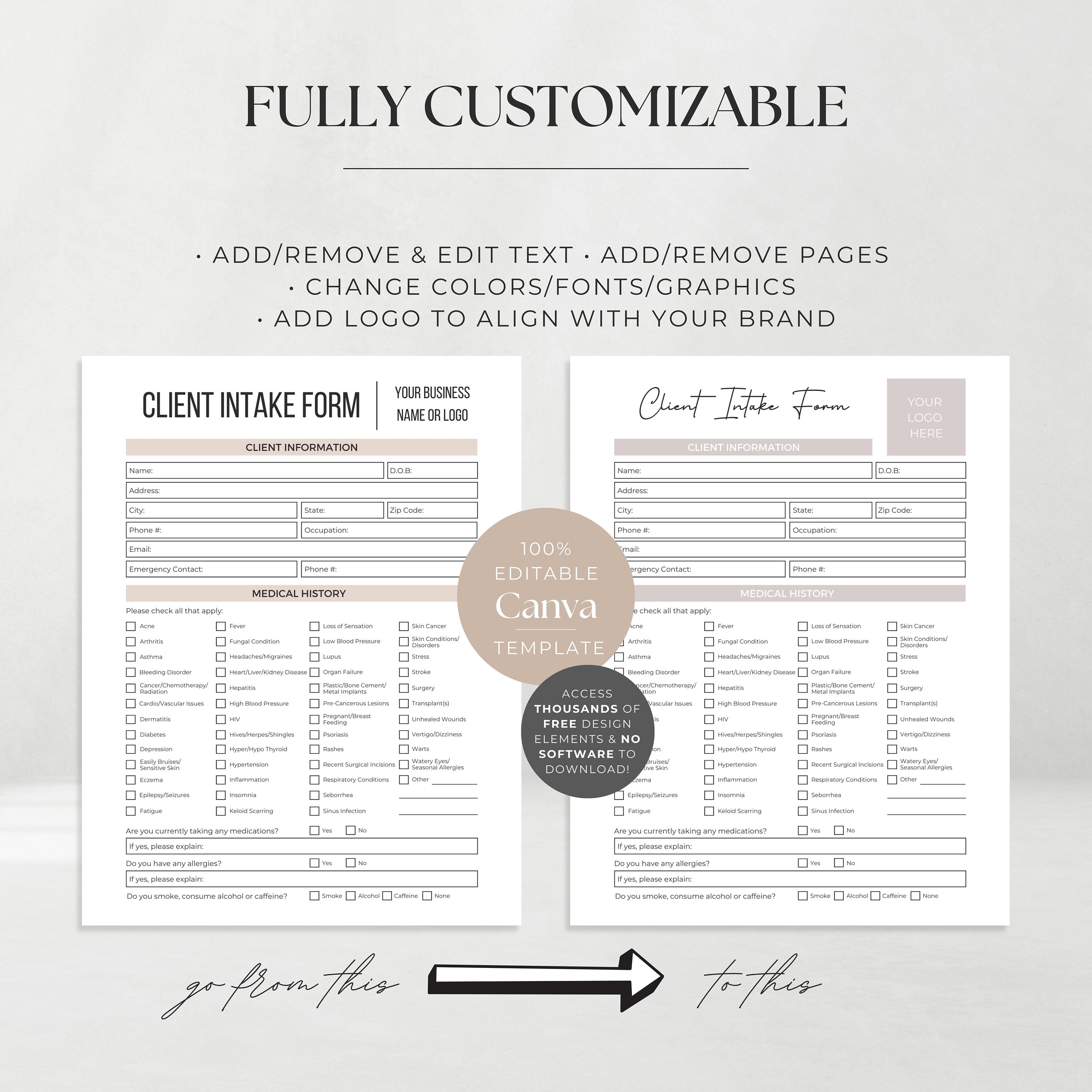 Esthetician Client Intake Forms Editable Client Intake - Etsy
