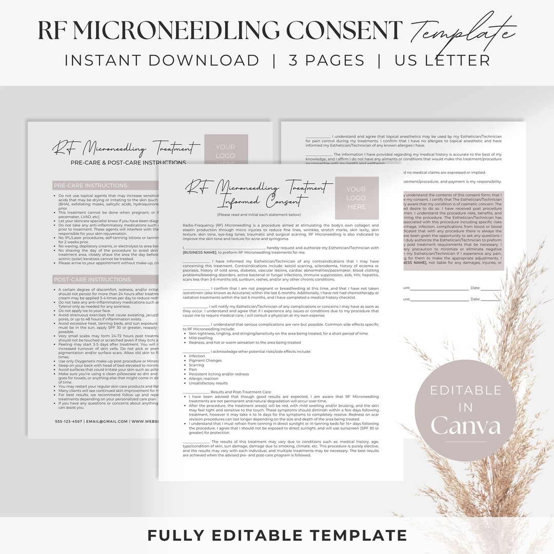 RF Microneedling Consent Forms | Radio Frequency Microneedling ...