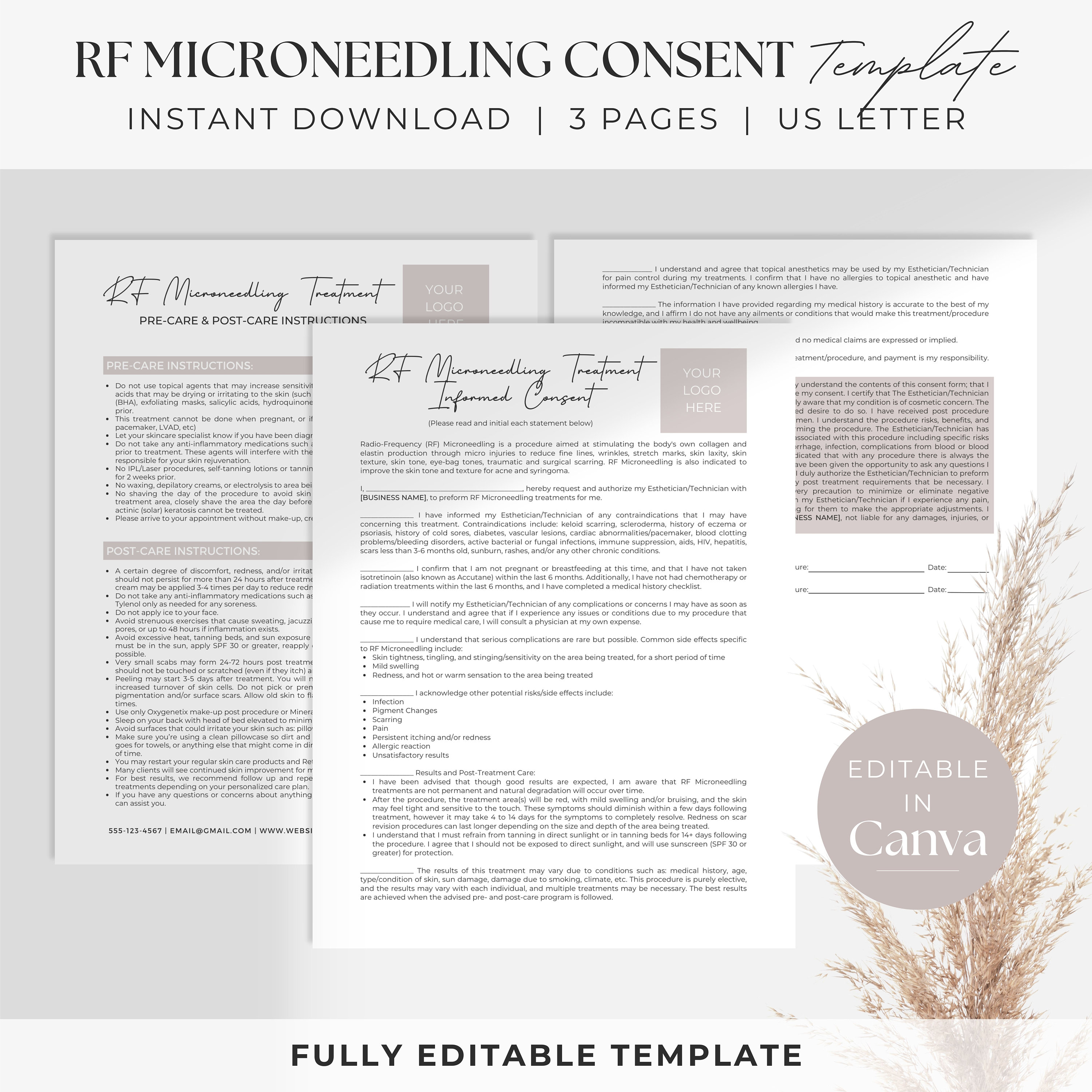 RF Microneedling Consent Forms | Radio Frequency Microneedling ...
