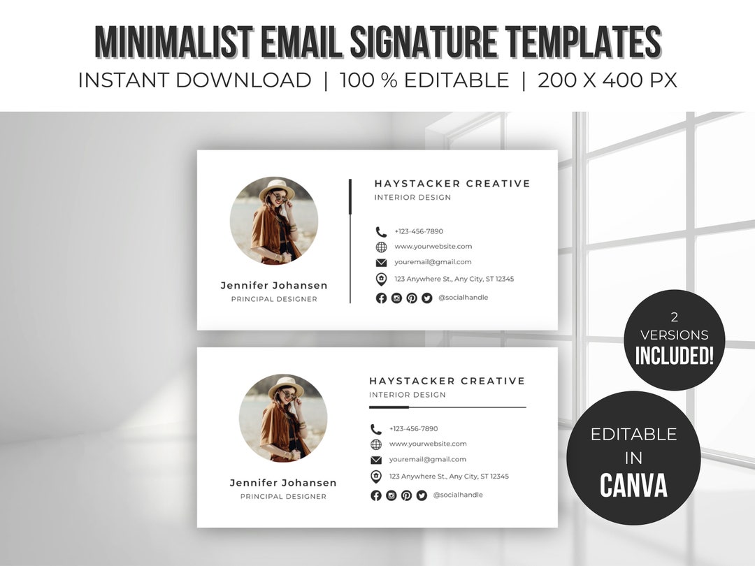 Minimalist Email Signature Template | Editable Email Signature | Custom ...