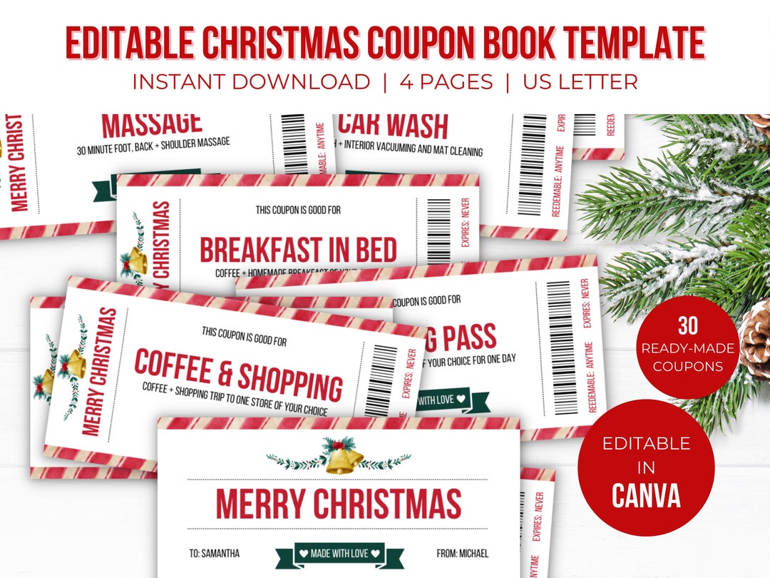 Editable Christmas Coupon Book Template | Printable Christmas Coupon ...