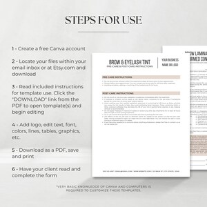 Lash and Brow Tint Consent Forms | Brow and Eyelash Tint | Editable ...
