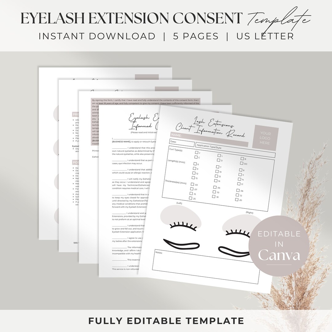Editable Eyelash Extension Consent Forms | Lash Extension Template ...