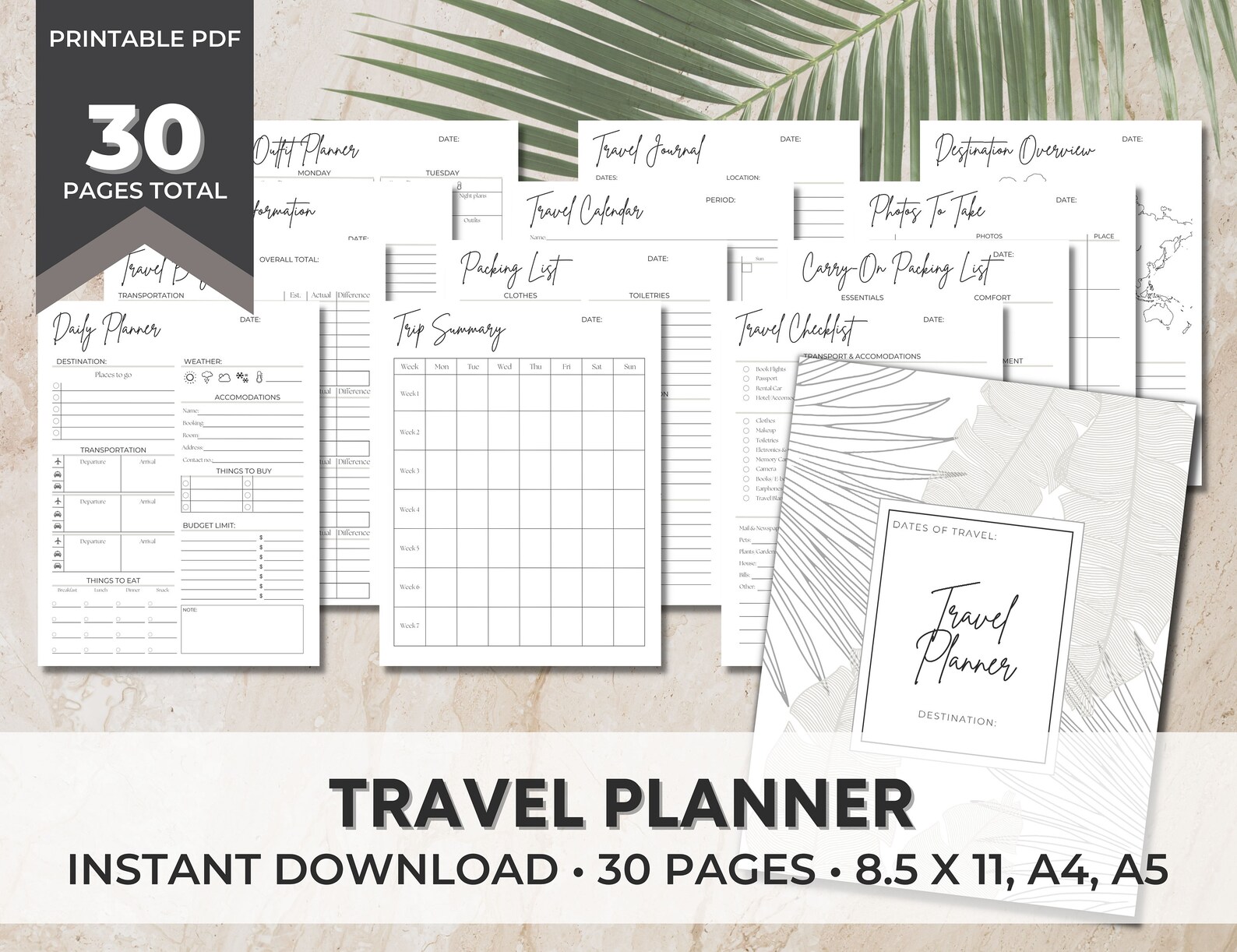 Travel Planner Printable Vacation Planner Destination - Etsy