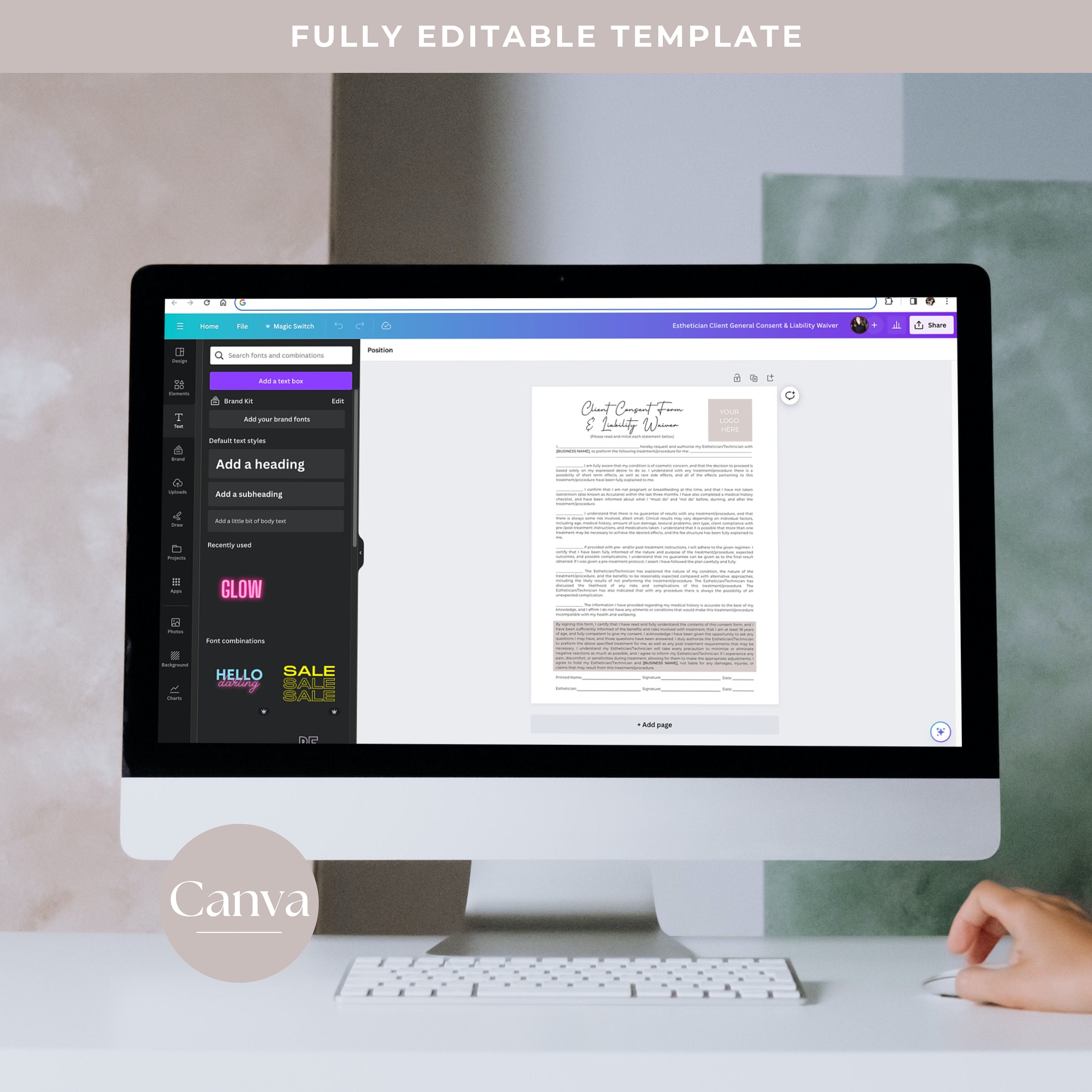 Editable Esthetician General Client Consent Form | Esthetician ...