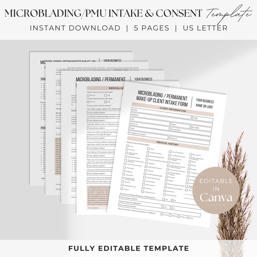 Permanent Make-up Client Consent Forms | Editable Microblading Template ...