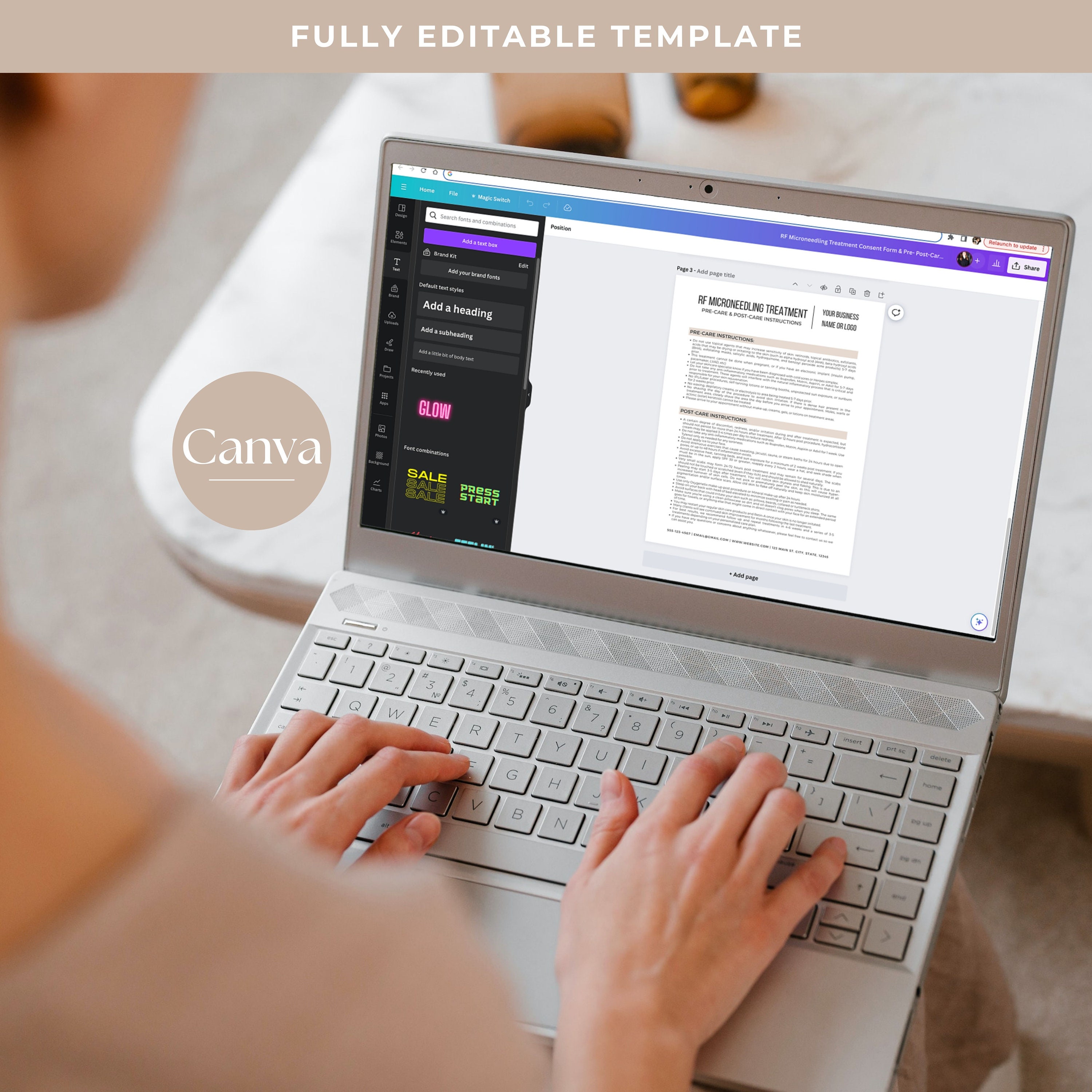 RF Microneedling Client Consent Template Editable Esthetician Forms ...