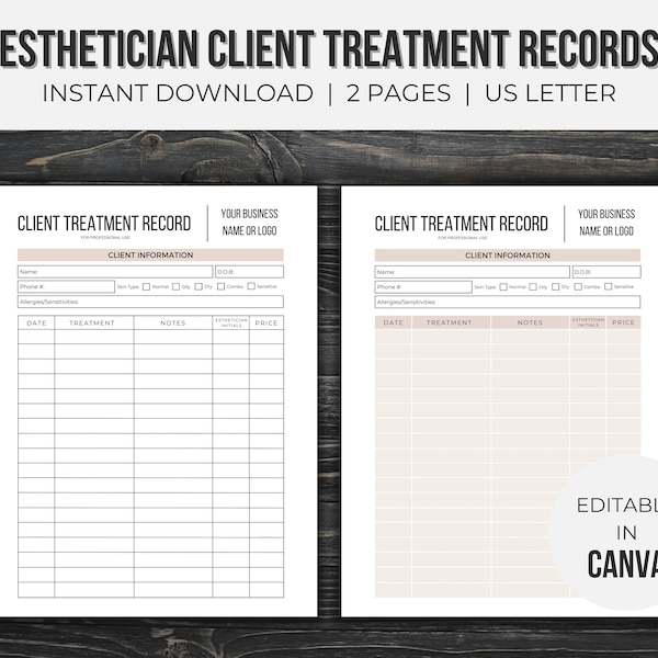 Esthetician Client Record Cards - Etsy