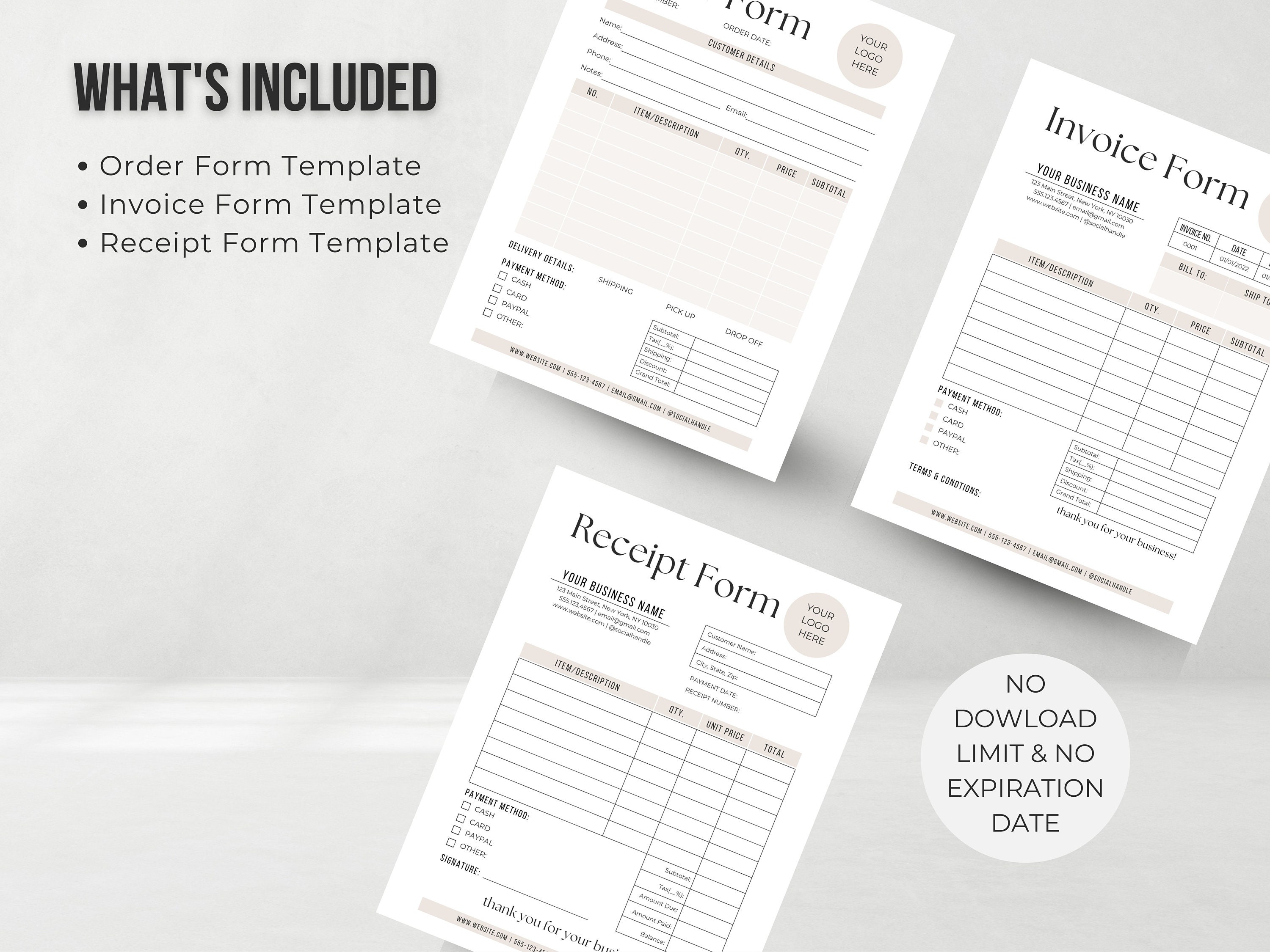 Order Form Template Invoice Template Receipt Template Small Business ...