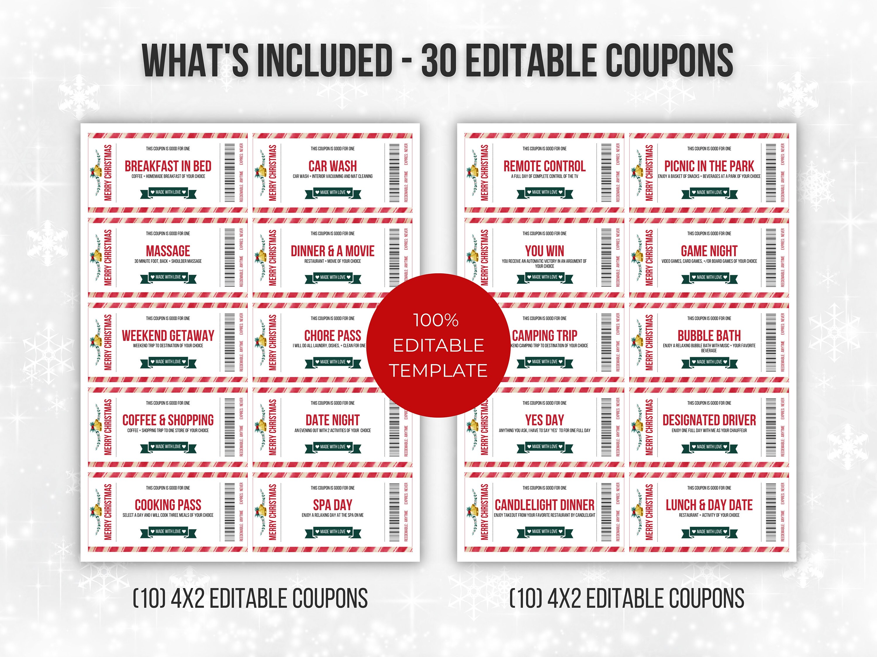Editable Christmas Coupon Book Template Printable Christmas Coupon ...