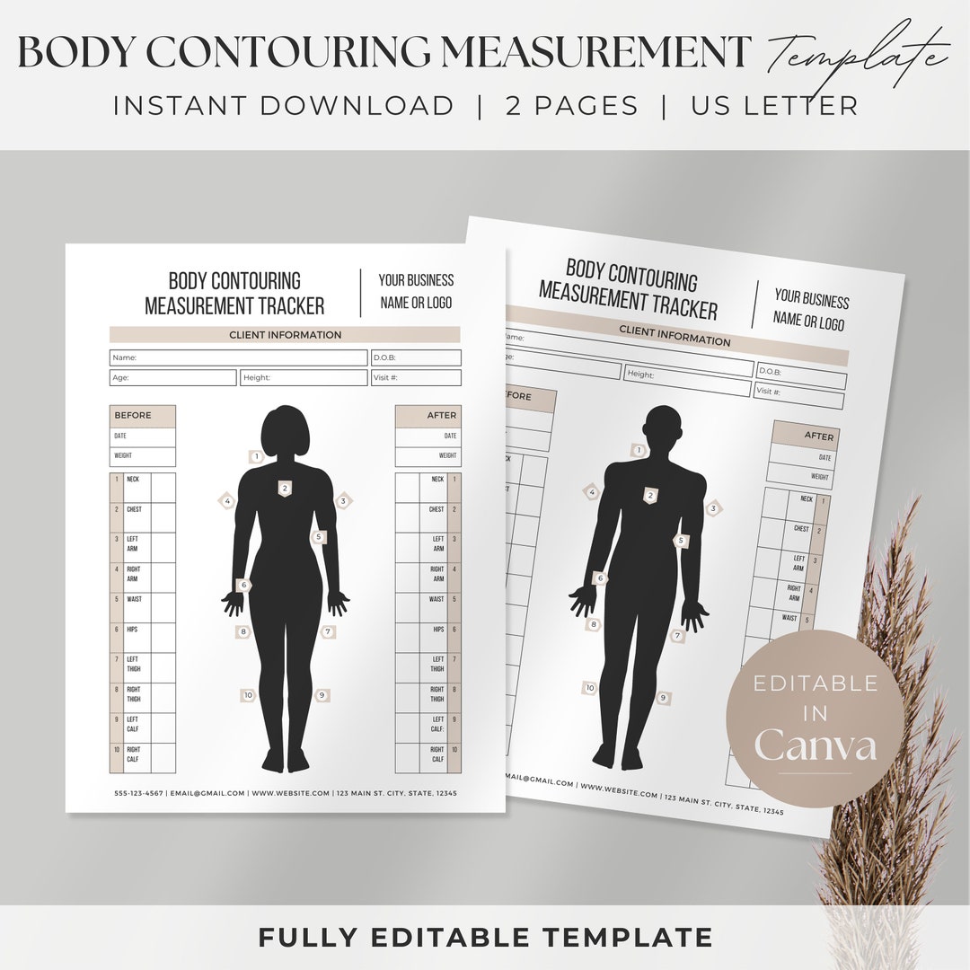 Body Sculpting Measurement Tracker Template | Editable Body Contouring ...