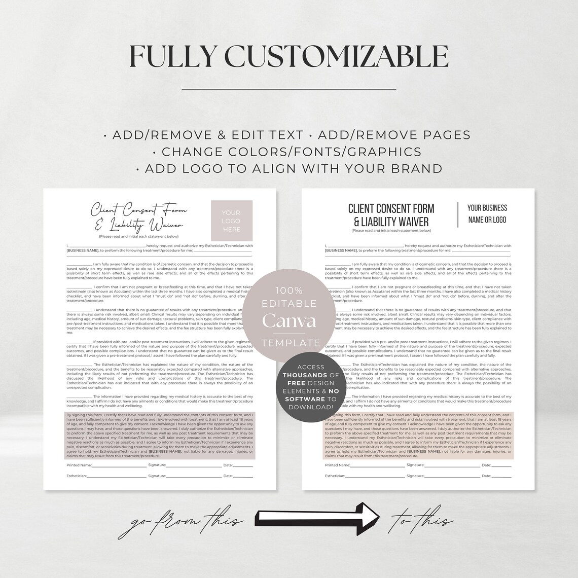 Editable Esthetician General Client Consent Form | Esthetician ...