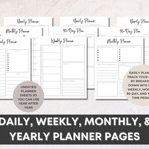 Goal Planner Printable | Goal Worksheet Bundle | Goal Planner Kit ...