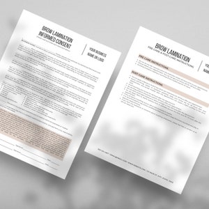 Brow Lamination Consent Forms Editable | Eyebrow Lamination | Editable Esthetician Template ...