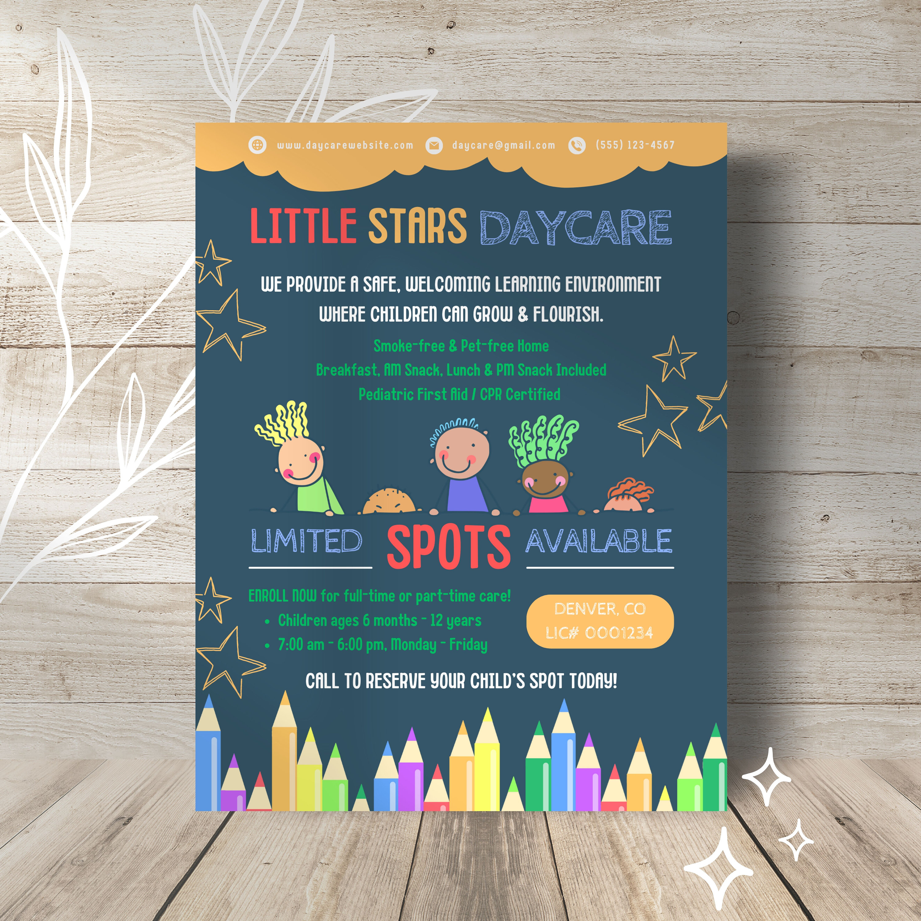 Editable Home Daycare Flyer Daycare Flyers Babysitting Flyer Childcare ...