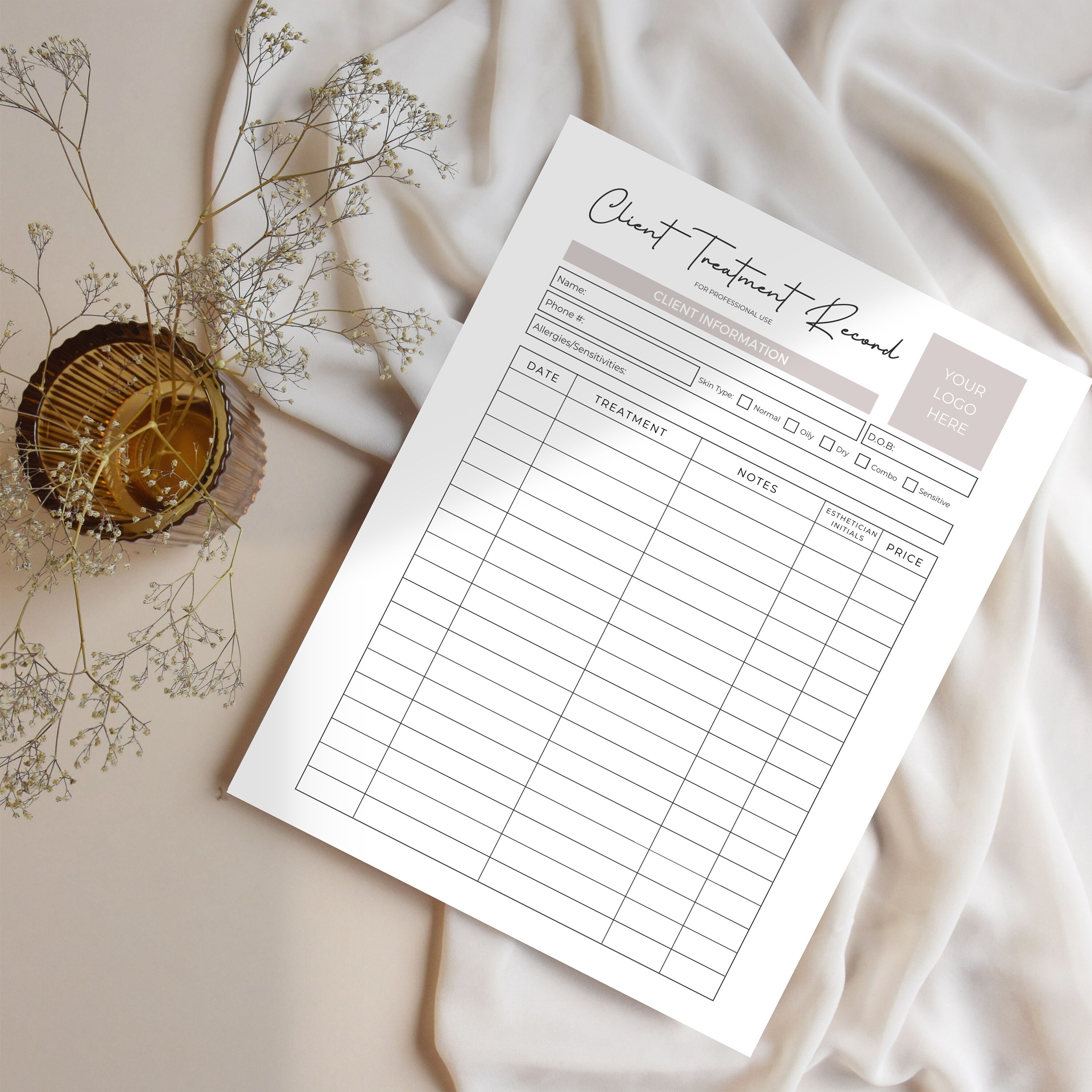 Client Treatment Log Template Editable Client Treatment Record ...