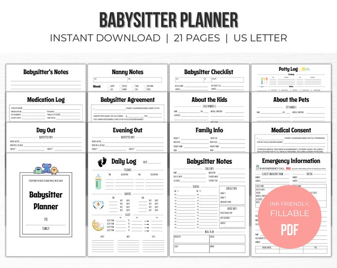 Editable Babysitter Information Sheet: Nanny Checklist (printable ...