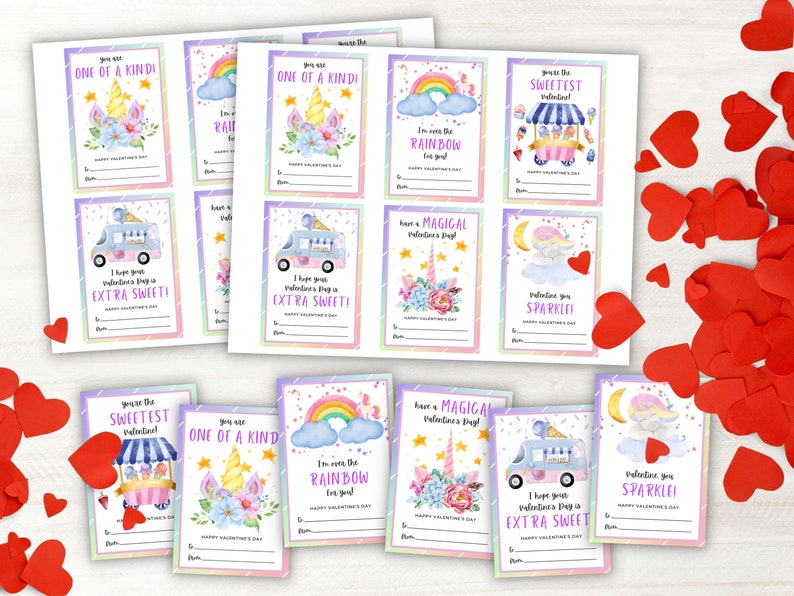 Classroom Valentine Printable | Unicorn Valentine's Day Cards for Kids ...