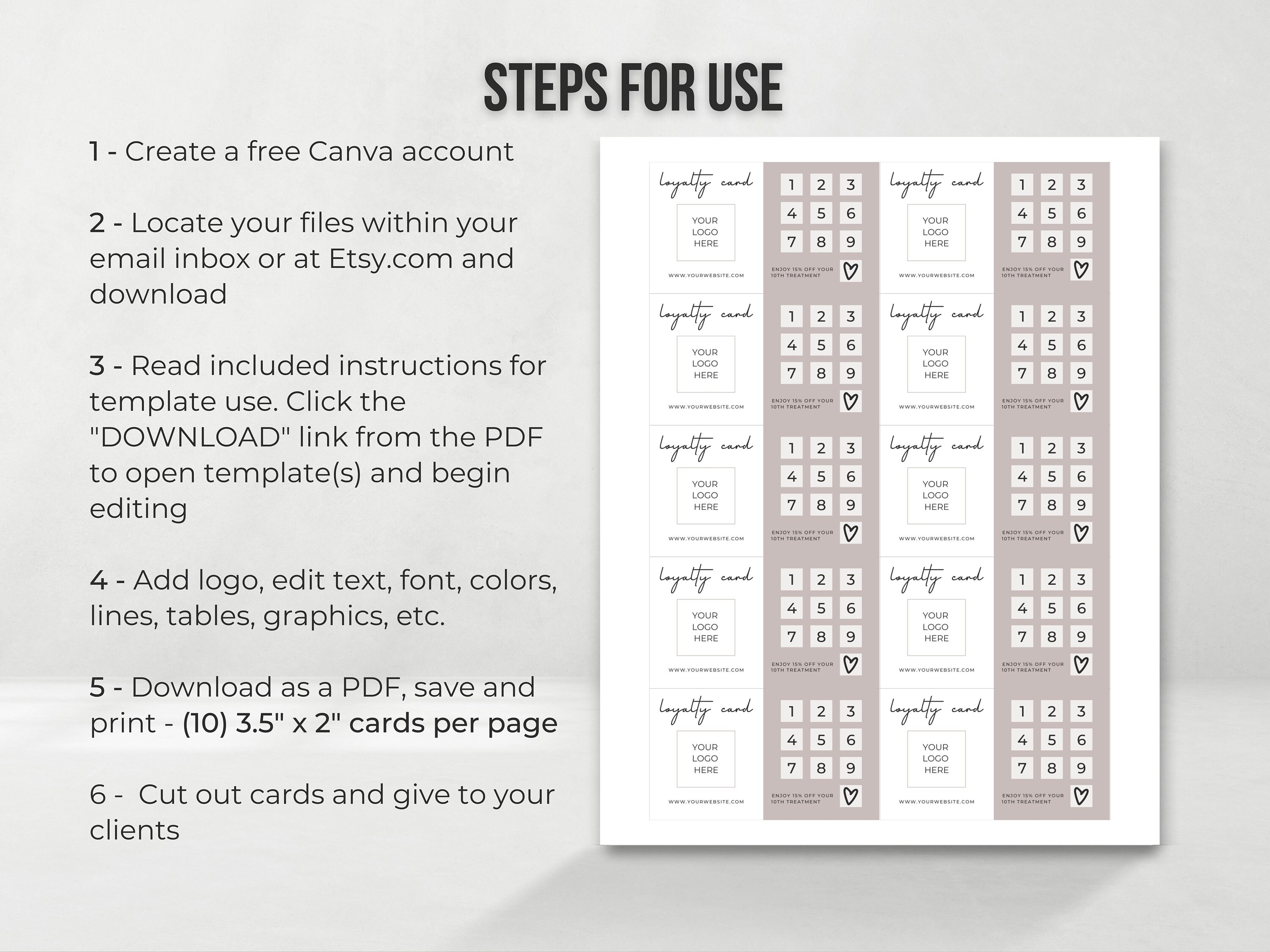Loyalty Card Template Editable | Printable Loyalty Card | DIY Punch ...