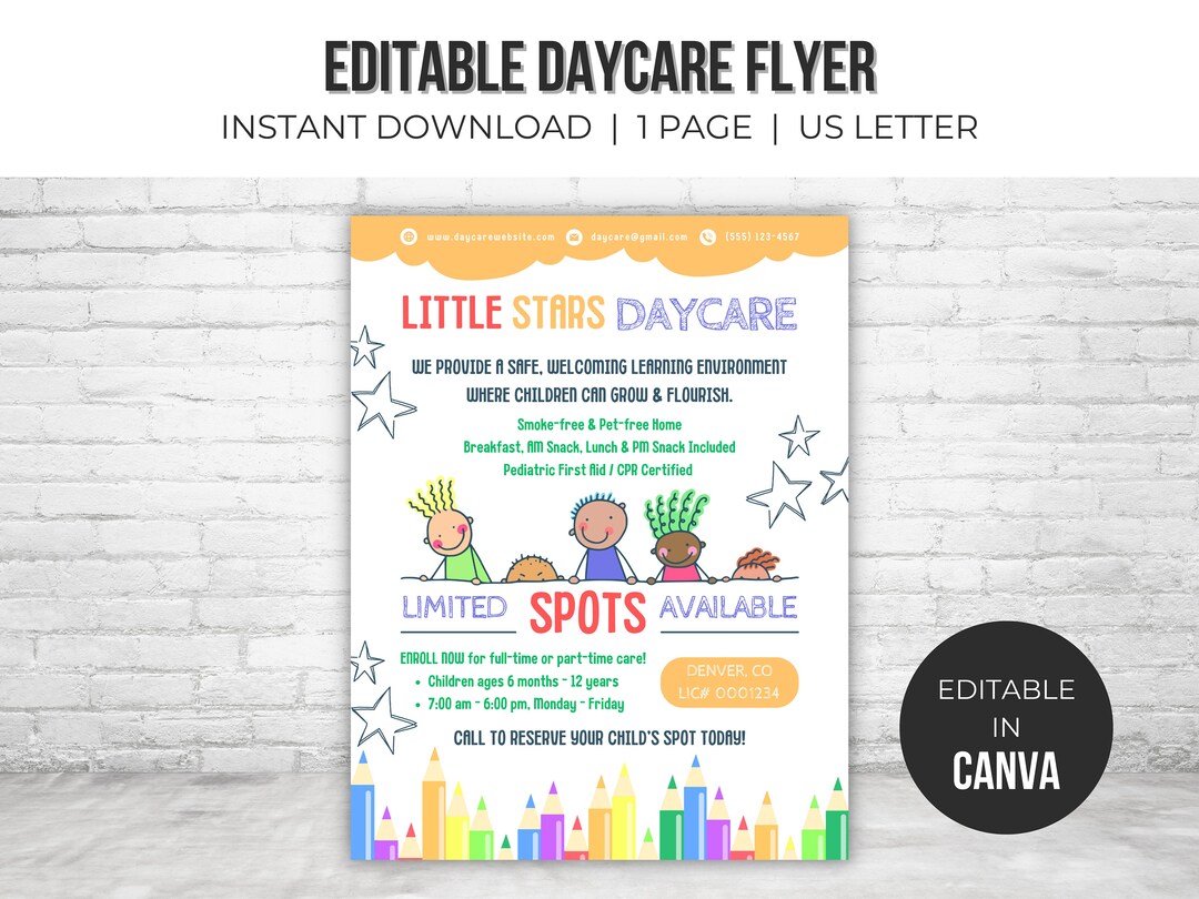 Home Daycare Flyer Template | Babysitting Flyer | Childcare Flyer ...