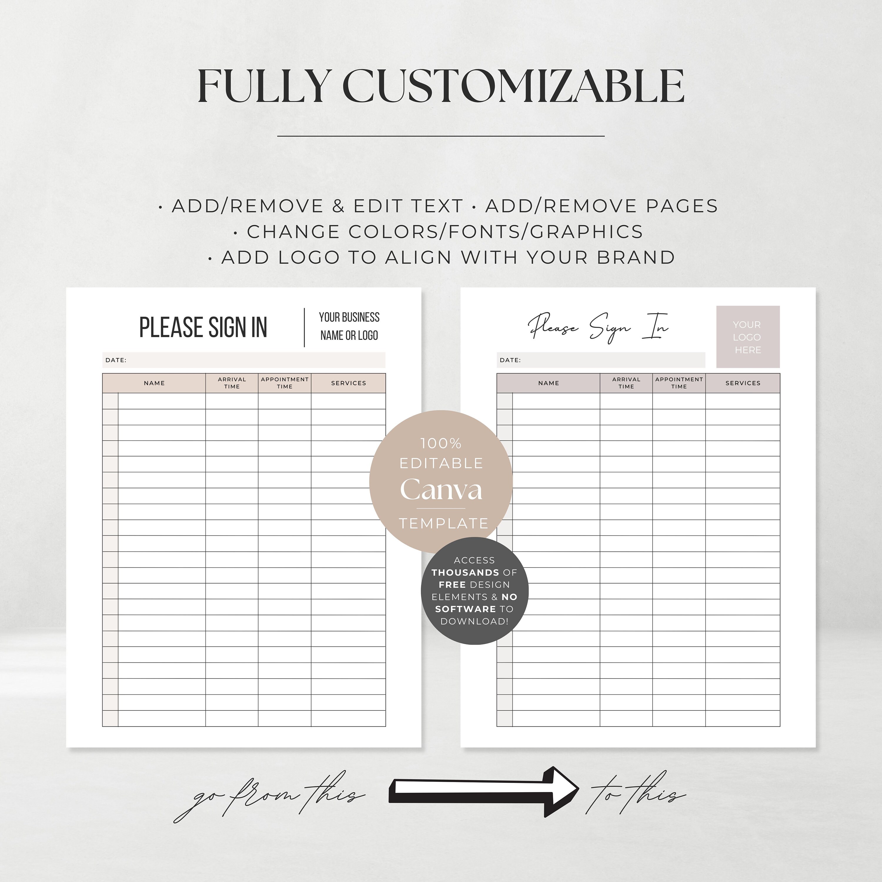 Client Sign in Sheet Salon Sign in Sheet Editable Esthetician Forms Esthetician Business Instant ...