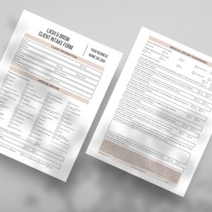 Lash and Brow Client Intake Forms | Editable Esthetician Lash and Brow ...