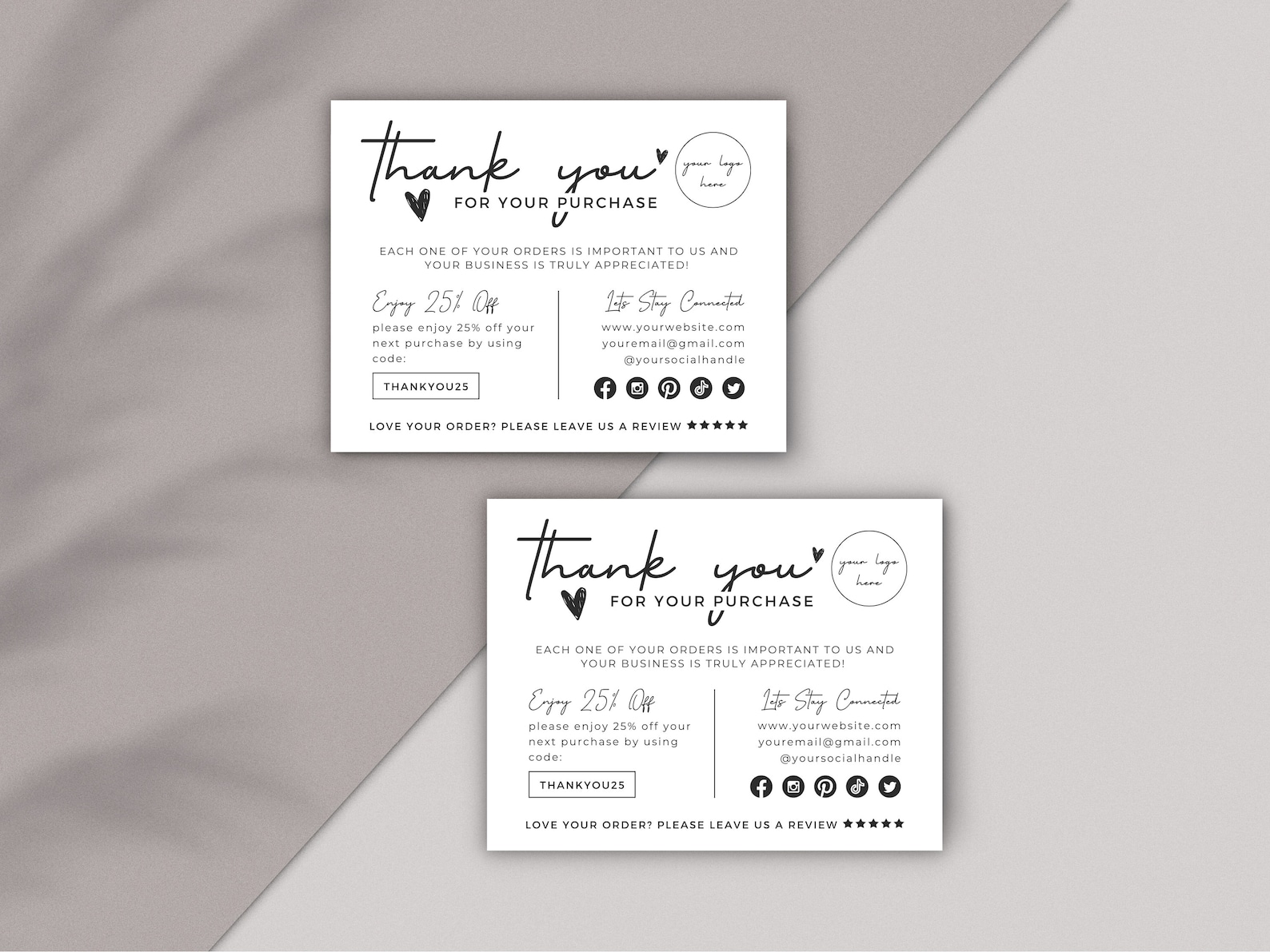 Business Thank You Card Editable | Printable Thank You Insert ...