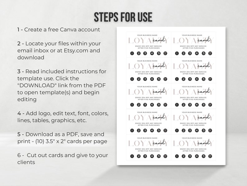 Loyalty Card Template Editable | Printable Loyalty Card | DIY Punch ...